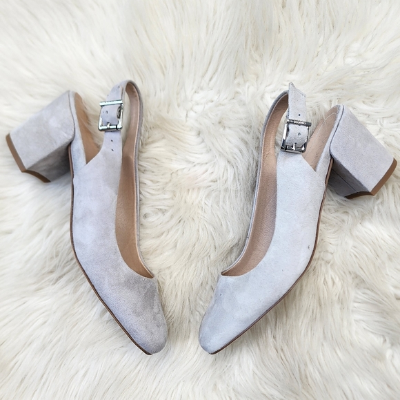 Vionic | Shoes | Vionic Nareen Suede Square Toe Slingback Gray | Poshmark